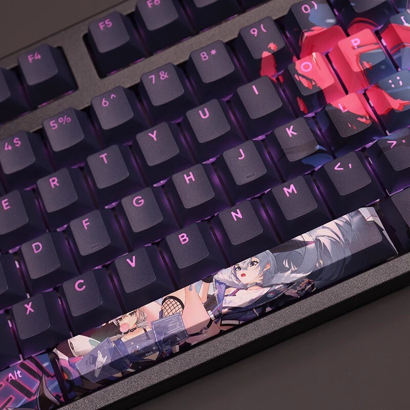 Silver Wolf (Honkai) Black Backlit Keycap Set